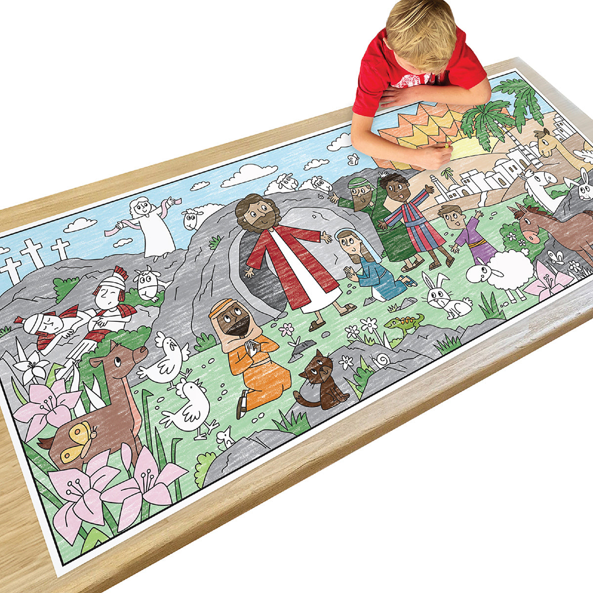 Easter Resurrection, Table-Size, Coloring Page | 30" x 72" inches ...