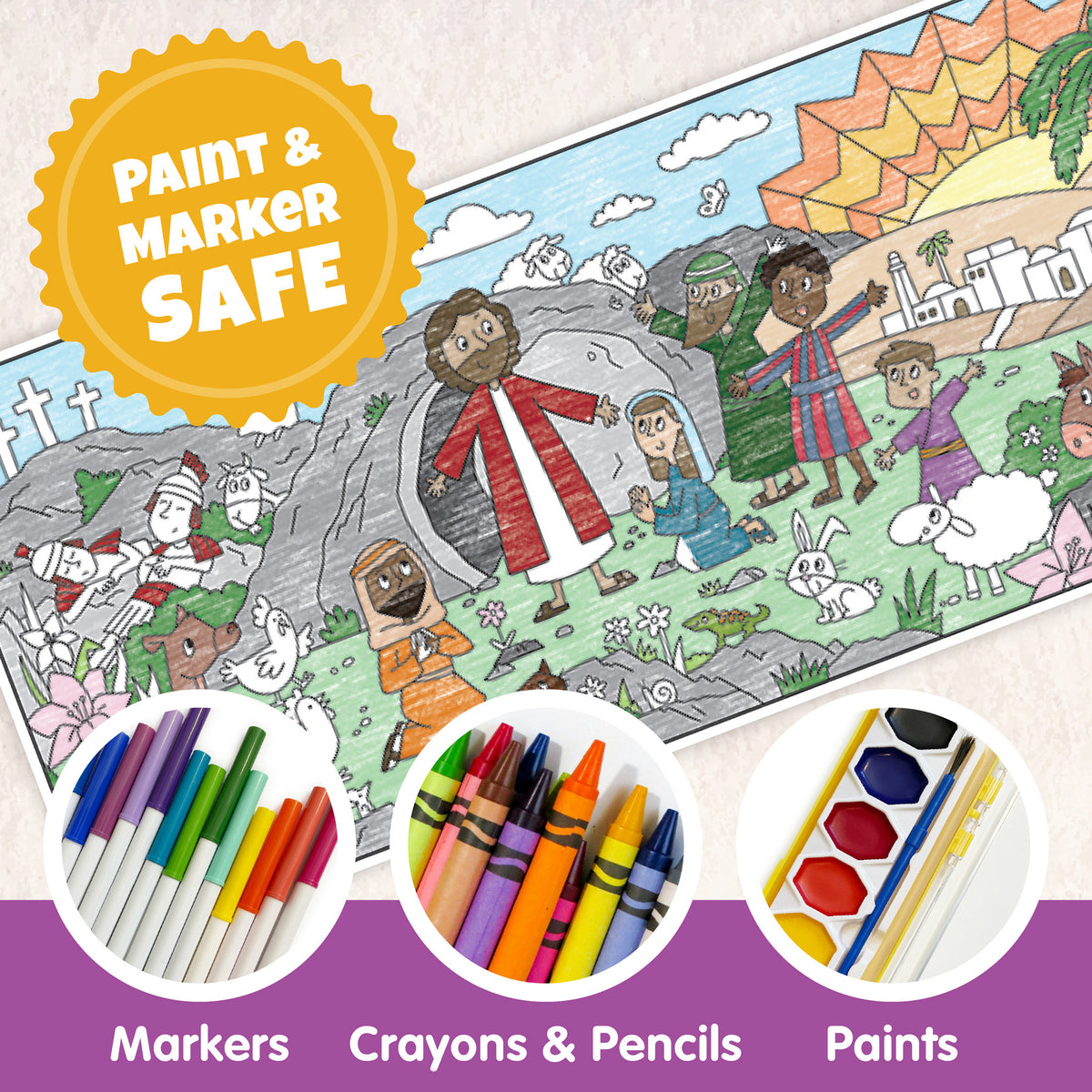 Easter Resurrection, Table-Size, Coloring Page | 30" x 72" inches ...