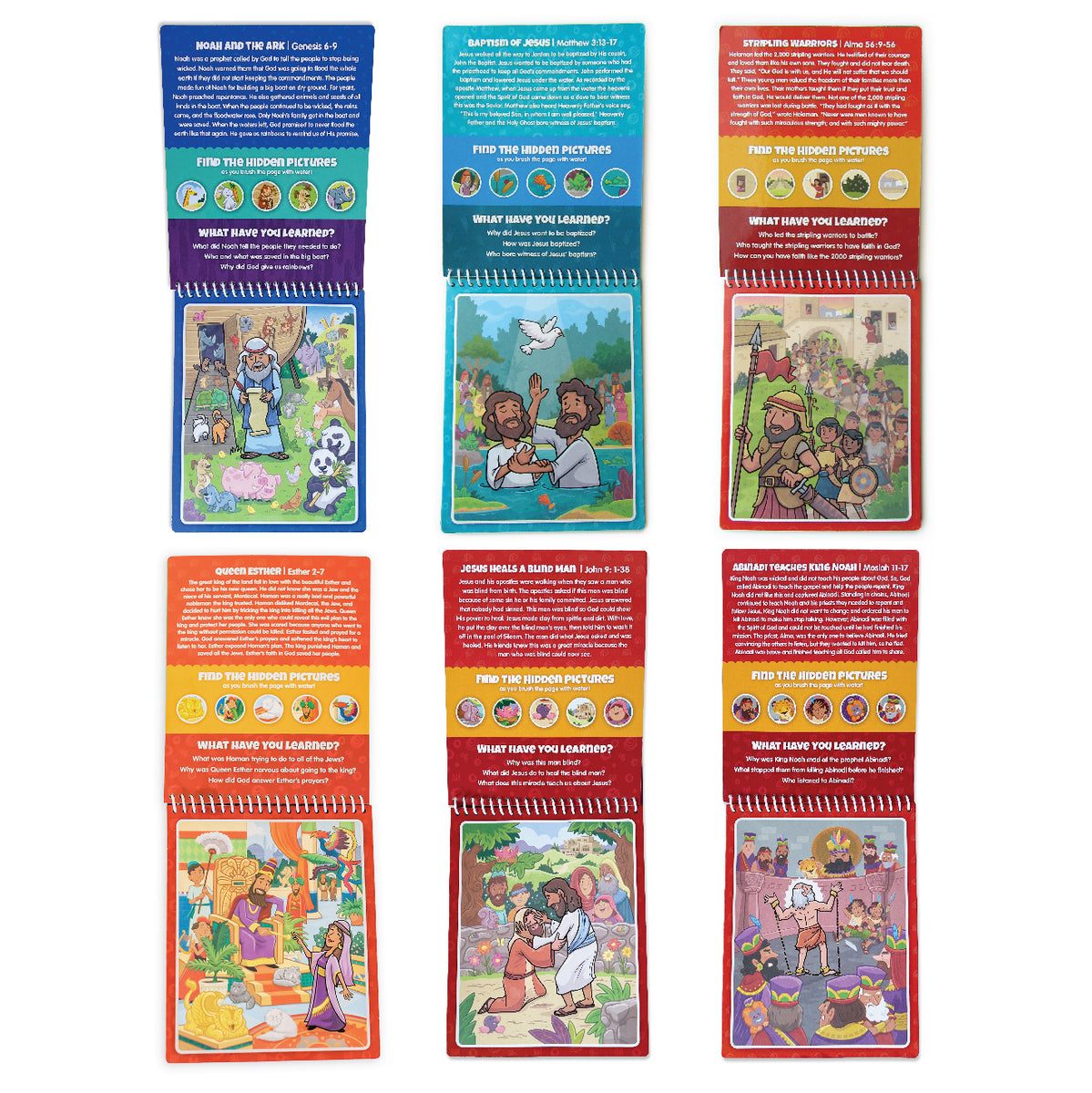 6 Pack of Aqua Brush Christian Activity Books Series: Old Testament #1 ...