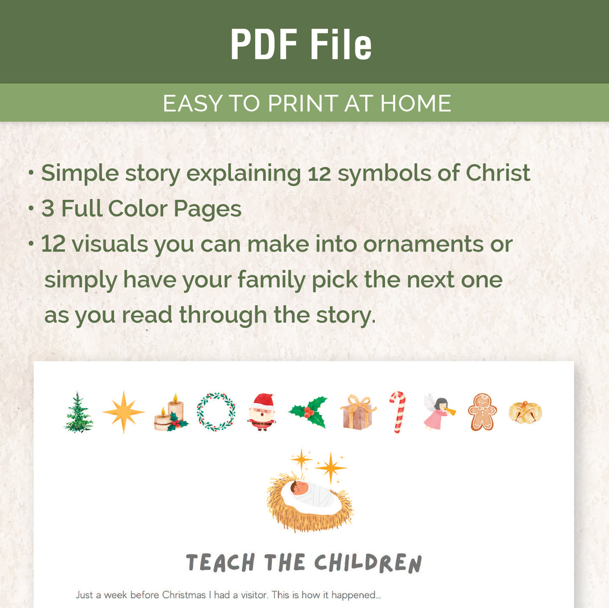 Teach The Children Christmas Symbols Digital Download – KangaToys